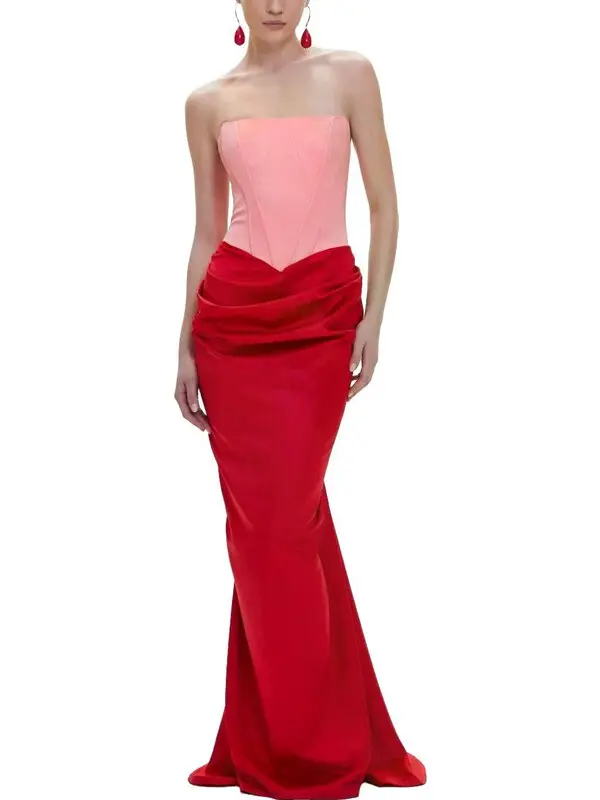V:PM ATELIER Flavia Corset-style Draped Maxi Dress - Red