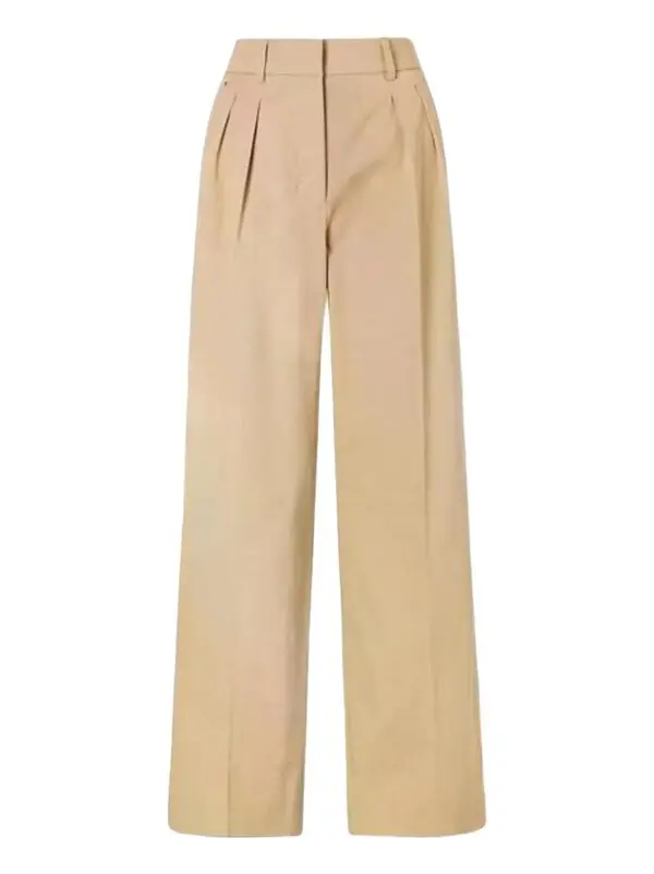 Moncler Cotton Gabardine Wide-leg Tailored Trousers - Neutrals