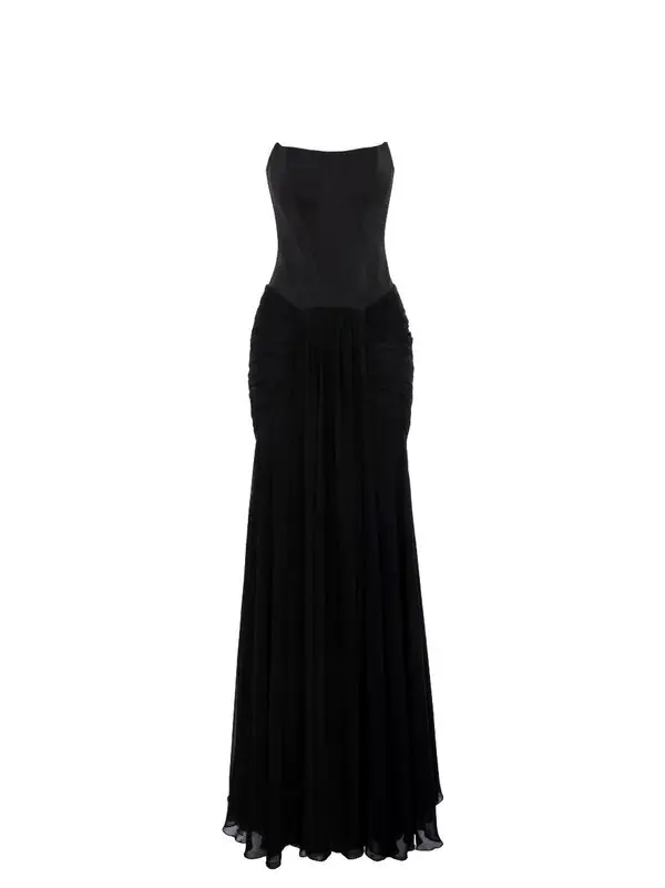 V:PM ATELIER Ruched Strapless Dress - Black