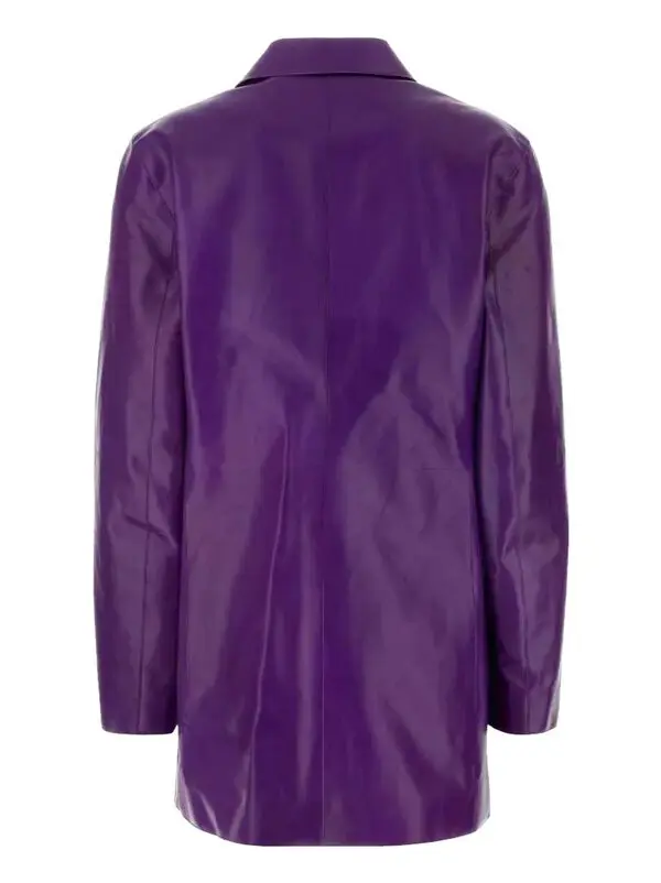 JIL SANDER Leather Notched-lapel Jacket - Purple