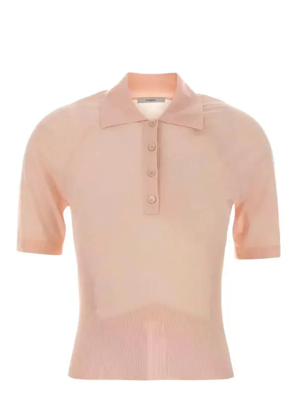 Givenchy Cropped Wool Knit Polo Shirt - Pink