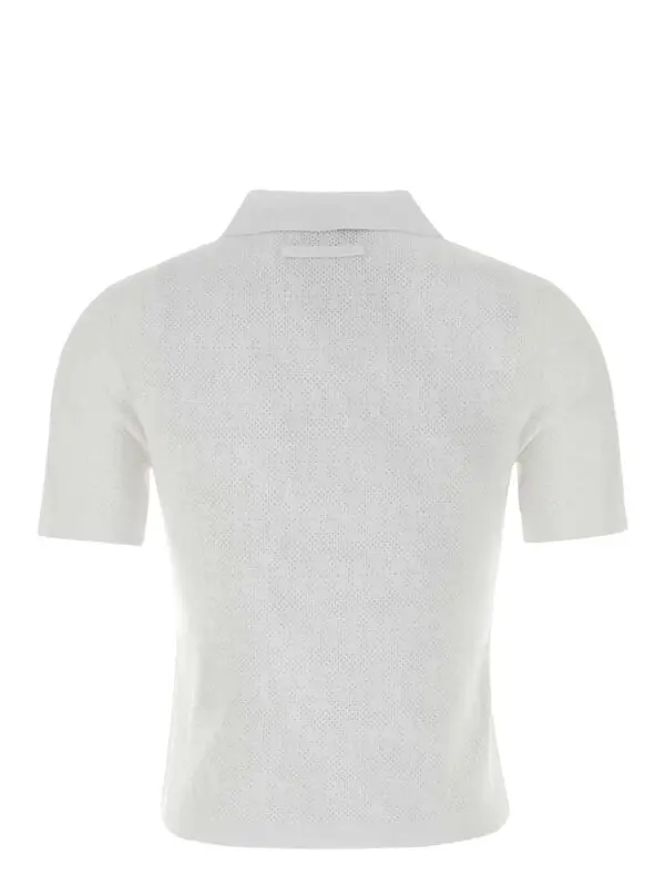 Tory Burch Perforated Knit Polo Shirt - White