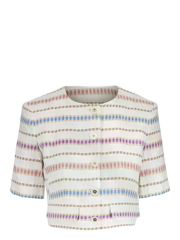Veronica Beard Striped Cropped Jacket - Neutrals