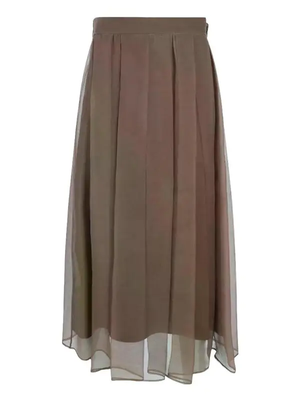 Brunello Cucinelli Silk Chiffon Maxi Skirt - Brown