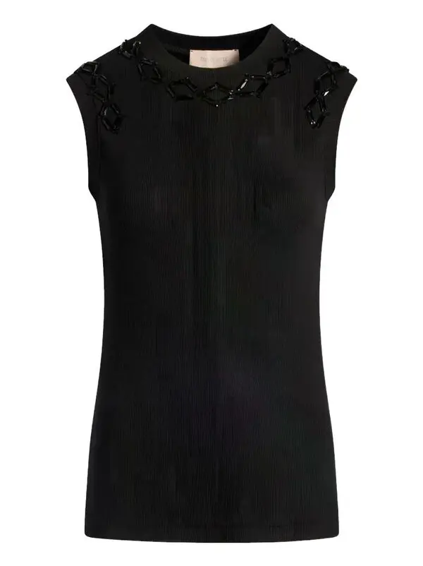 CIRCUS HOTEL Sequin-embellished Ribbed Top - Black