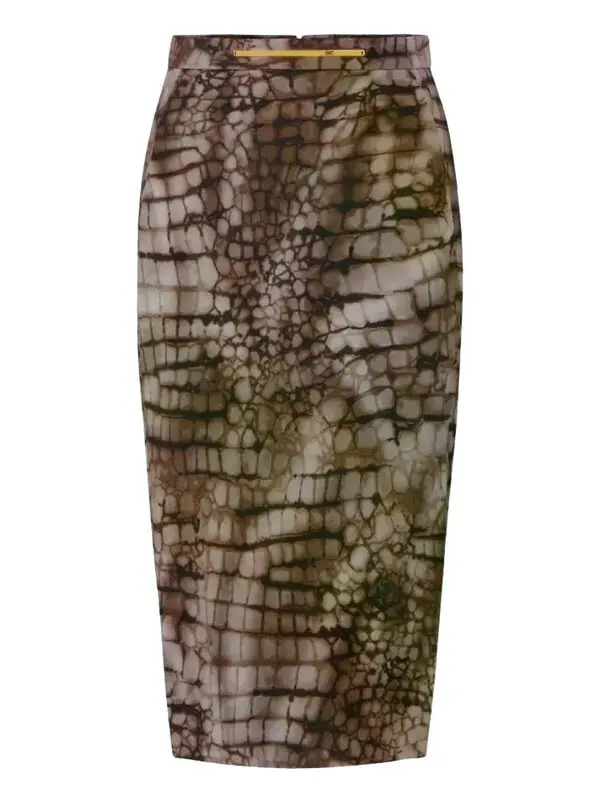 Elisabetta Franchi Crocodile-print Midi Pencil Skirt - Brown