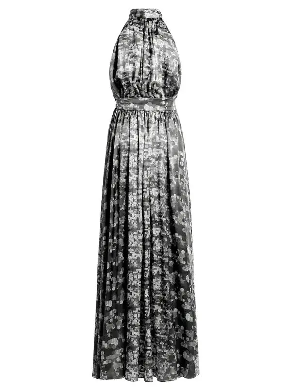COLLINI MILANO Meg Bow-detail Halterneck Maxi Dress - Black
