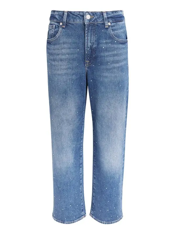 7 For All Mankind Embellished Stovepipe Jeans - Blue