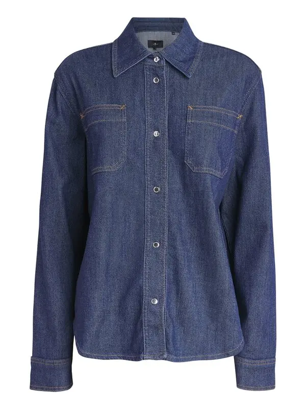 7 For All Mankind Utility Denim Shirt - Blue
