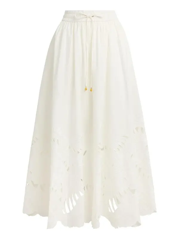 Zimmermann Cotton Mahon Midi Skirt - Ivory