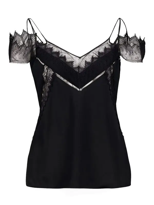 TOM FORD Lace-encrusted Crepe Satin Camisole Top - Black