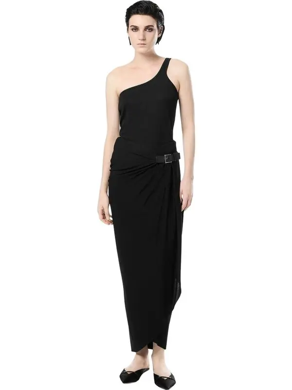 TOM FORD Silk Blend Rib Jersey One-shoulder Top - Black