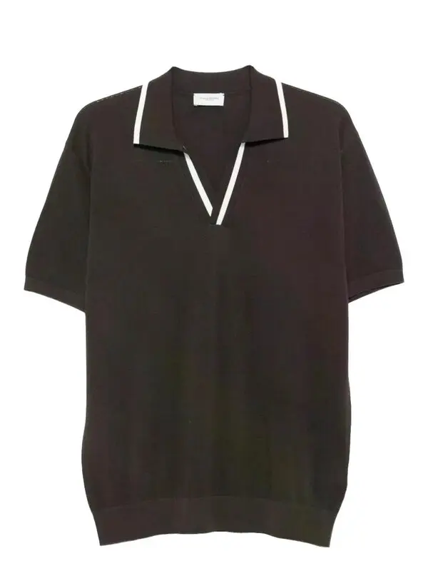 PAOLO PECORA V-neck Trimmed T-shirt - Brown