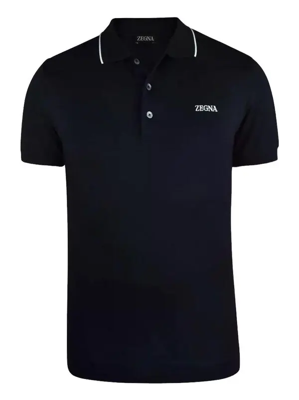 Zegna Logo-embroidered Polo Shirt - Blue