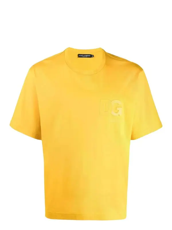 Dolce & Gabbana Logo-embossed Cotton T-shirt - Yellow