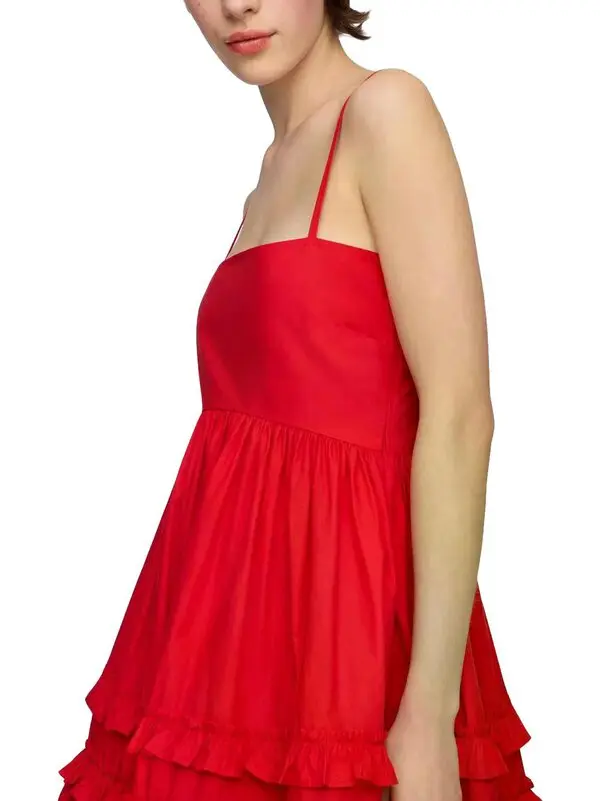GANNI Ruffled Tie Mini Dress - Red