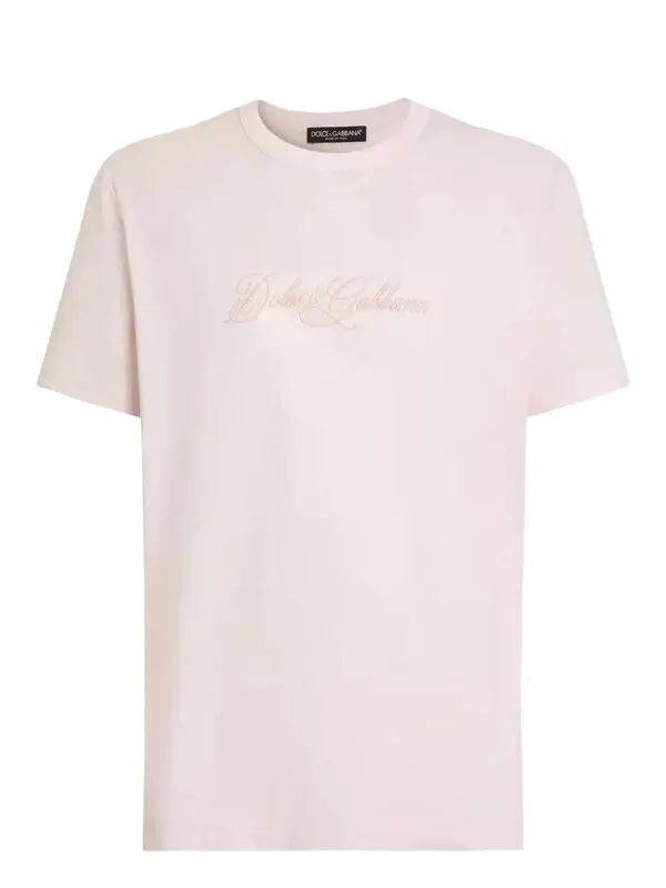 Dolce & Gabbana Cotton T-shirt With Dg Embroidery - Pink