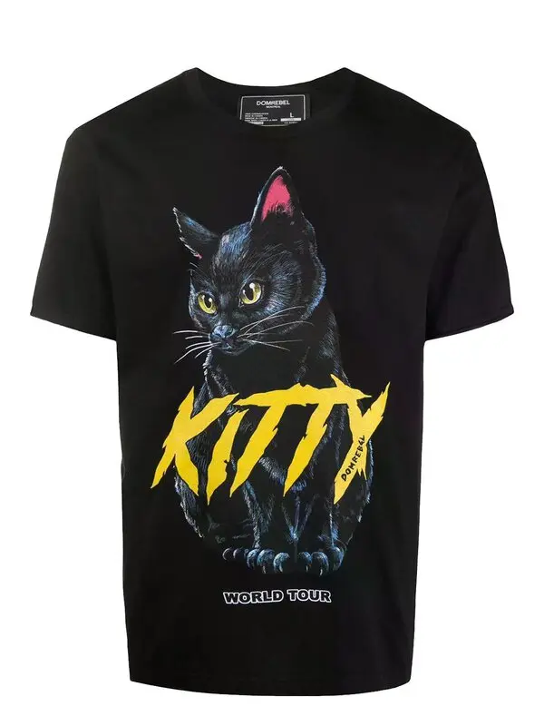 DOMREBEL Meow Graphic-print T-shirt - Black