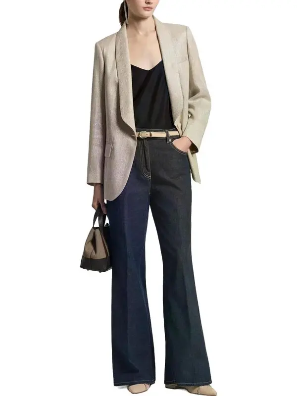 Peserico Herringbone Shawl Lapel Jacket - Neutrals