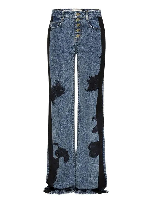 Hellessy Zion Embroidered Lace Straight-leg Jeans - Black