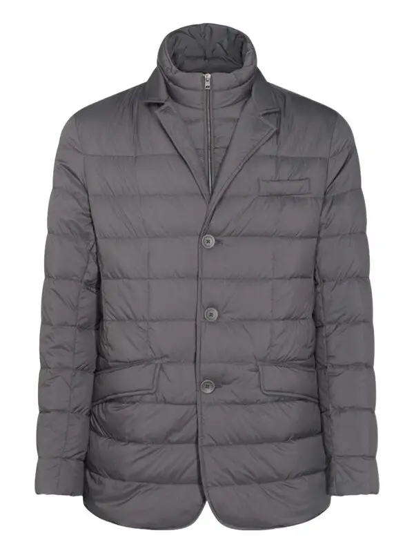Herno Layered Effect Quilted Coat - Gray
