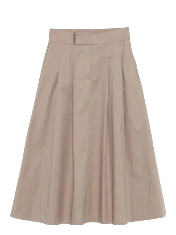 Peserico A-line Pleated Midi Skirt - Marrone Argilla