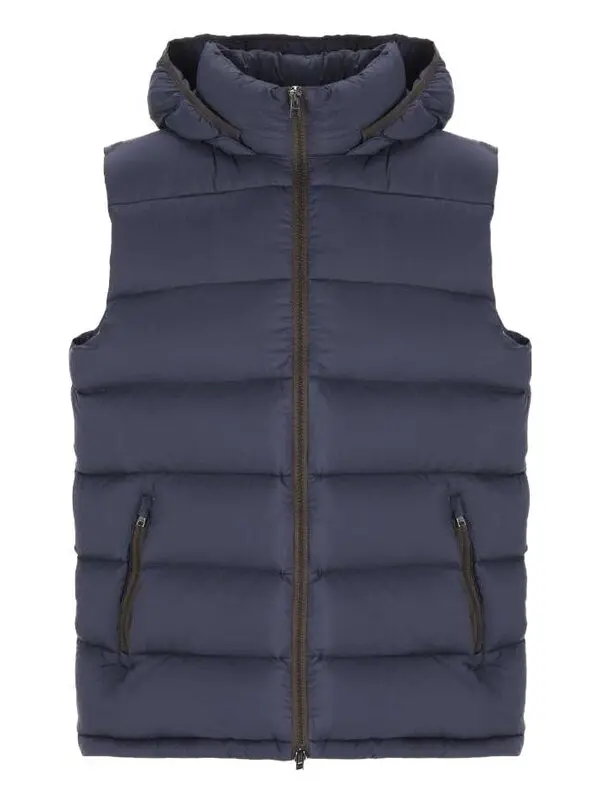 Herno Quilted Zip-up Hooded Gilet - Blue