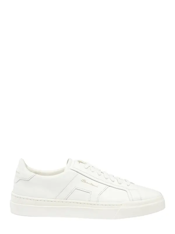 Santoni Double Buckle Lace-up Sneakers - White