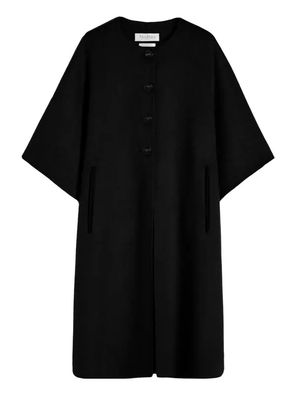 Max Mara Long Cashmere Drape Cape - Black