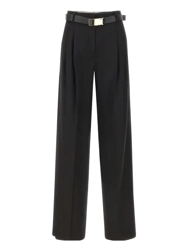 Max Mara Pleated Trousers With Buckle Fastening - Black