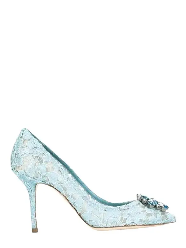 Dolce & Gabbana Embellished Lace Stilettos - Blue
