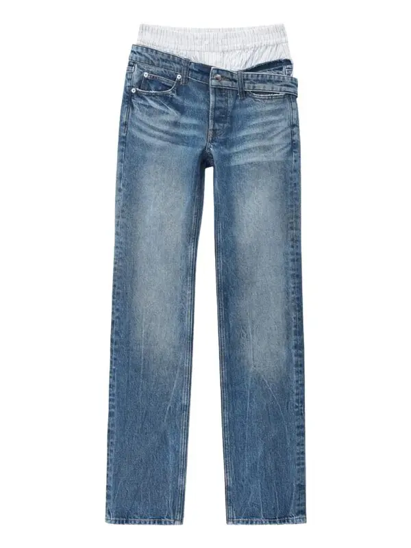 Alexander Wang Boxer Drop Waistband Slim Jean - Vintage Marbled Blue