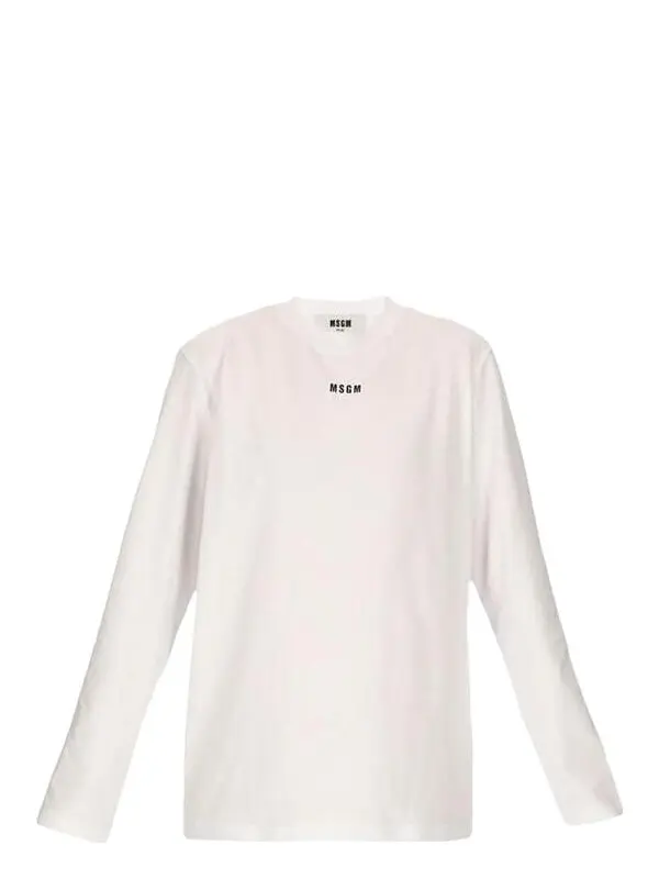 MSGM Logo Print Long Sleeve T-shirt - White