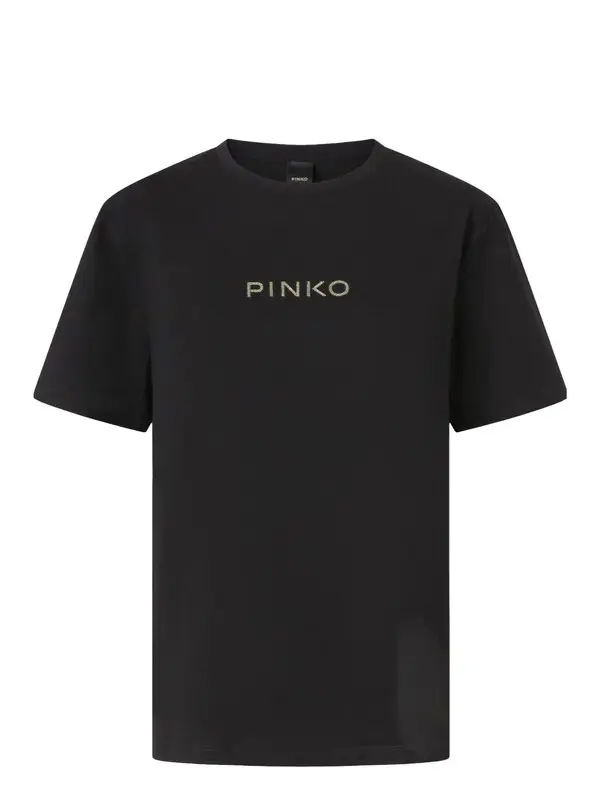 Pinko Logo Detail Crew Neck T-shirt - Black