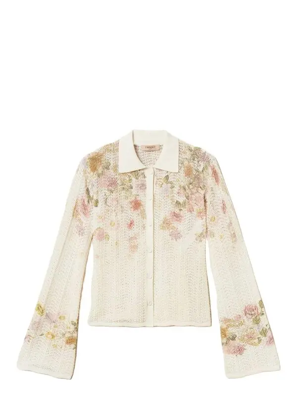 TWINSET Floral Knit Shirt - White
