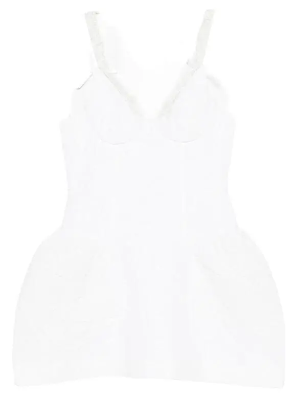 SHUSHU/TONG Lace Bow Mini Dress - White