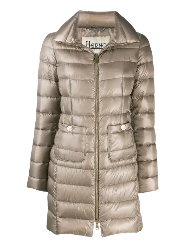 Herno High-collar Quilted Jacket - Nude