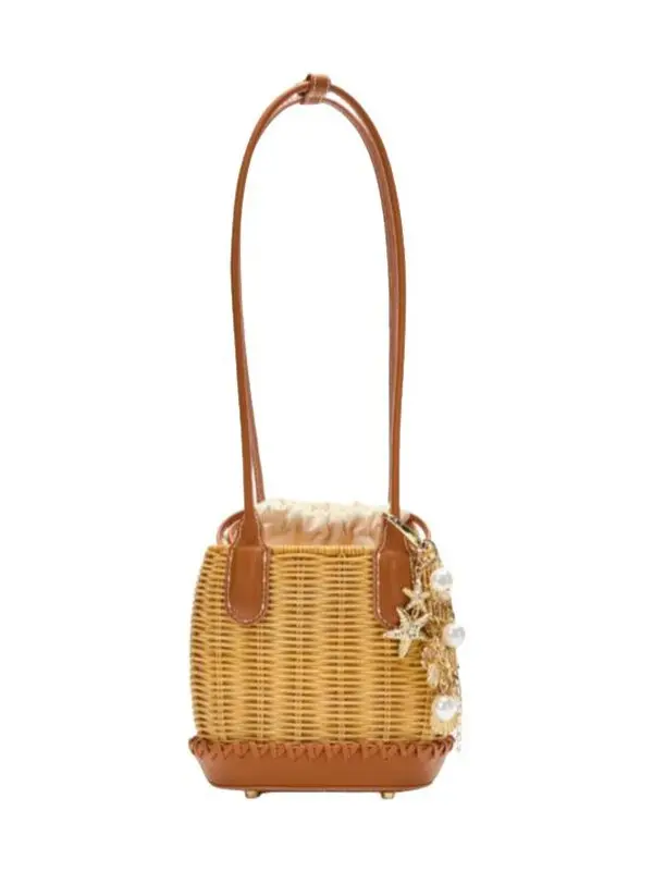 SELF-PORTRAIT Woven Basket Bag - Brown