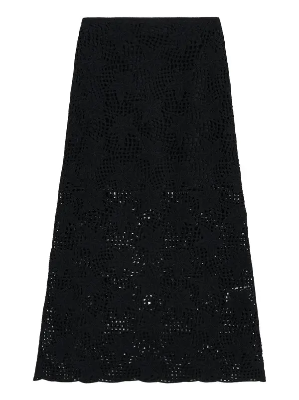 BY MALENE BIRGER Organic Cotton Crocheted A-line Skirt - Black