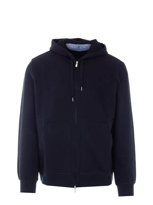 Brunello Cucinelli Techno Cotton Zip-up Hooded Sweatshirt - Black