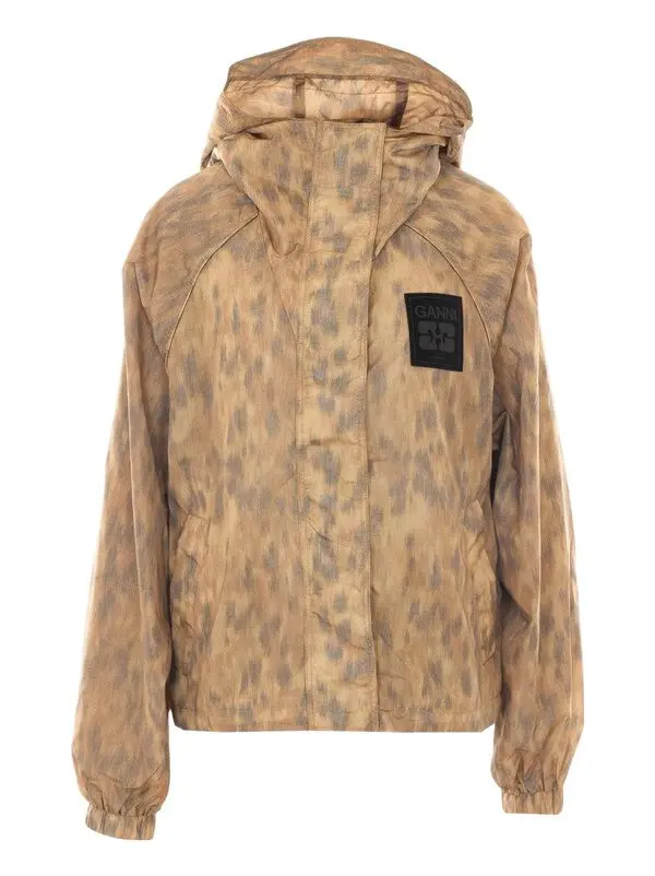 GANNI Printed Nylon Flyweight Jacket - Cream