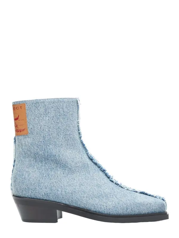 Y/project Denim Ankle Boots - Blue