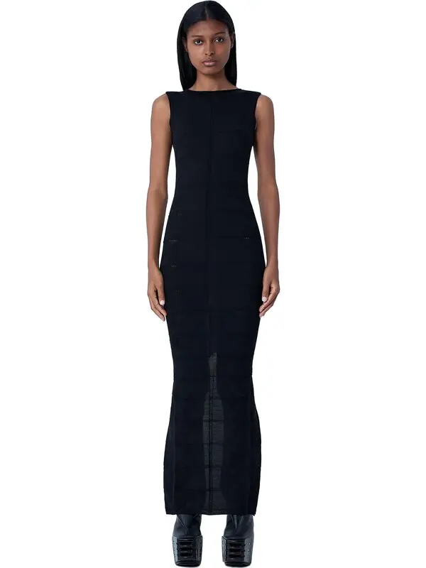 Rick Owens Wool Knit Tank Maxi Dress - Black