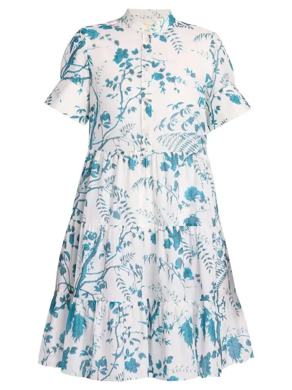 Erdem Floral Cotton-linen Tiered Shirt Dress - Multicolor