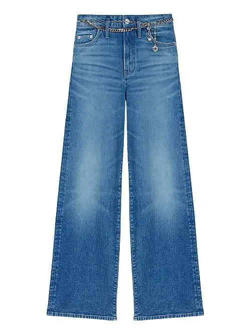 Maje Chain-belt Straight-leg High-rise Stretch-denim Jeans - Bleus