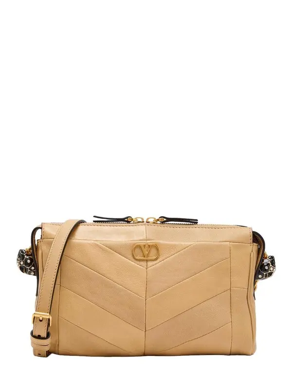 Valentino Garavani Vlogo Panelled Leather Shoulder Bag - Gold