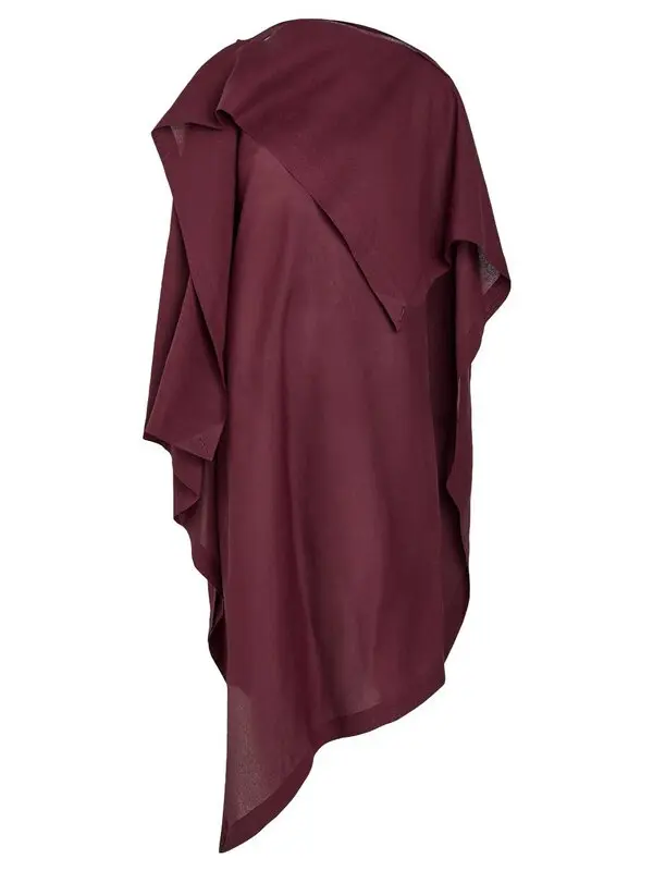 Issey Miyake Asymmetric Paper-blend Midi Dress With Cape Effect - Burgundy