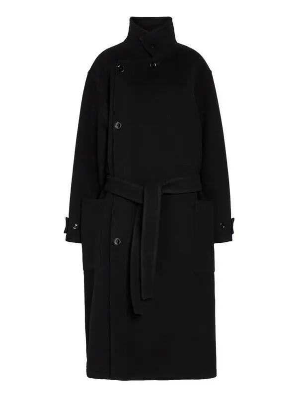 LEMAIRE High-neck Wool Coat - Black