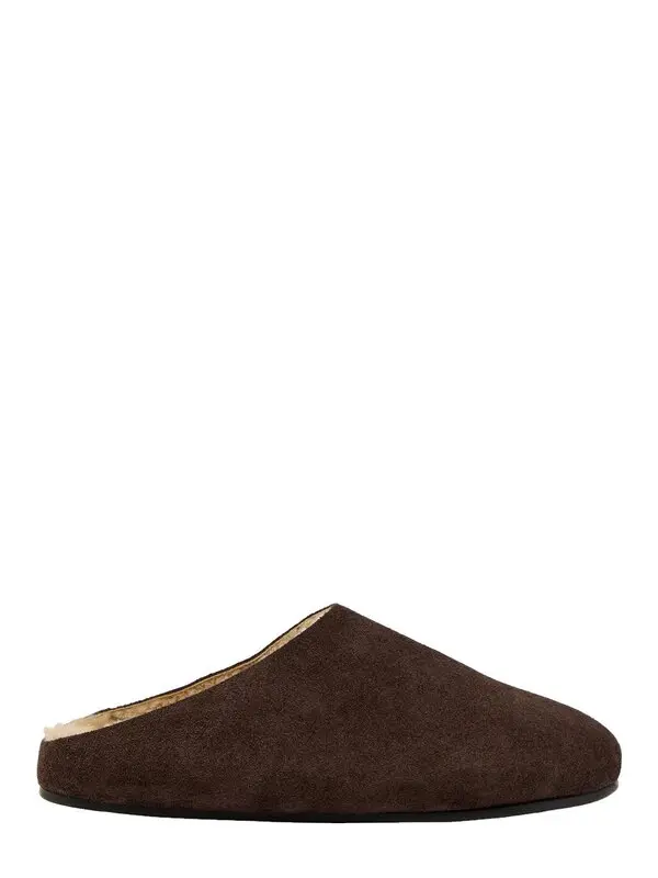 THE ROW Suede Sliders - Brown