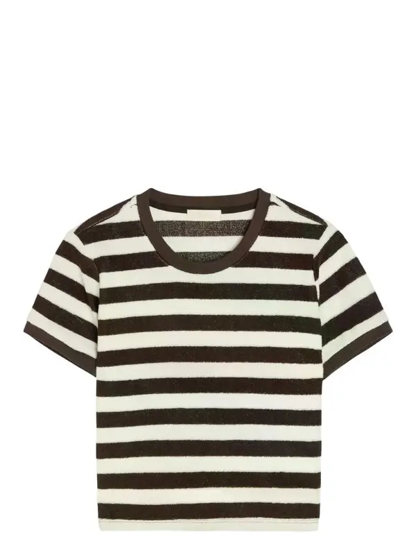 Suzie Kondi Striped Terry Cloth T-shirt - Brown